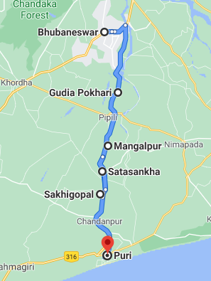 bhubaneswar puri map - Savaari Blog