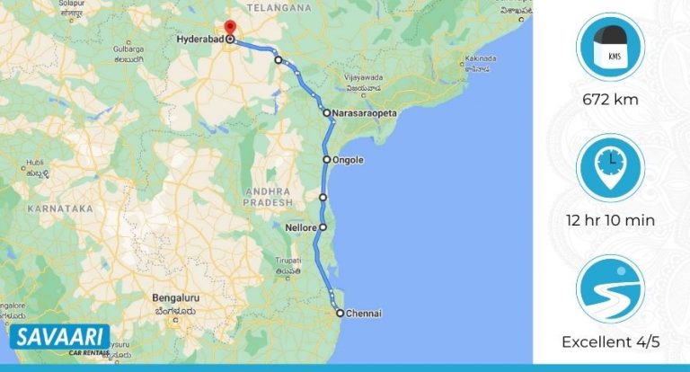 Chennai to Hyderabad Distance - Time, Routes & Useful Travel Information