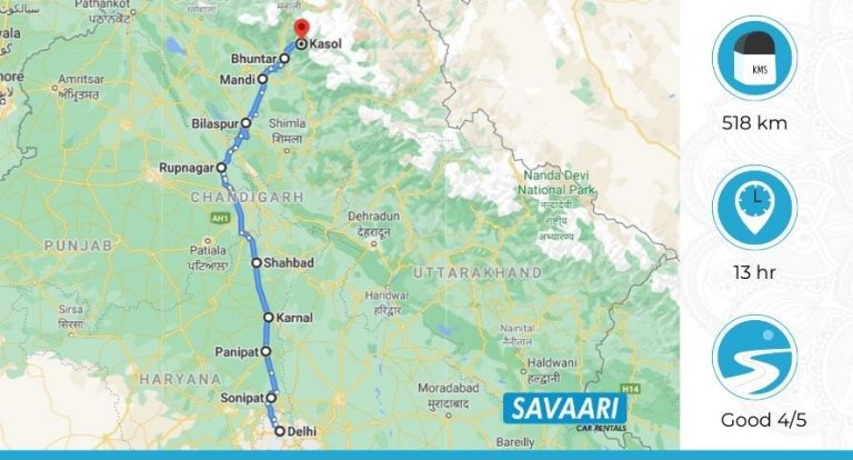 Delhi to Kasol by Road – Distance, Time & Useful Travel Information