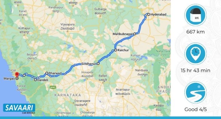 Travel from Hyderabad to Goa | Distance, Time & Itinerary by Road