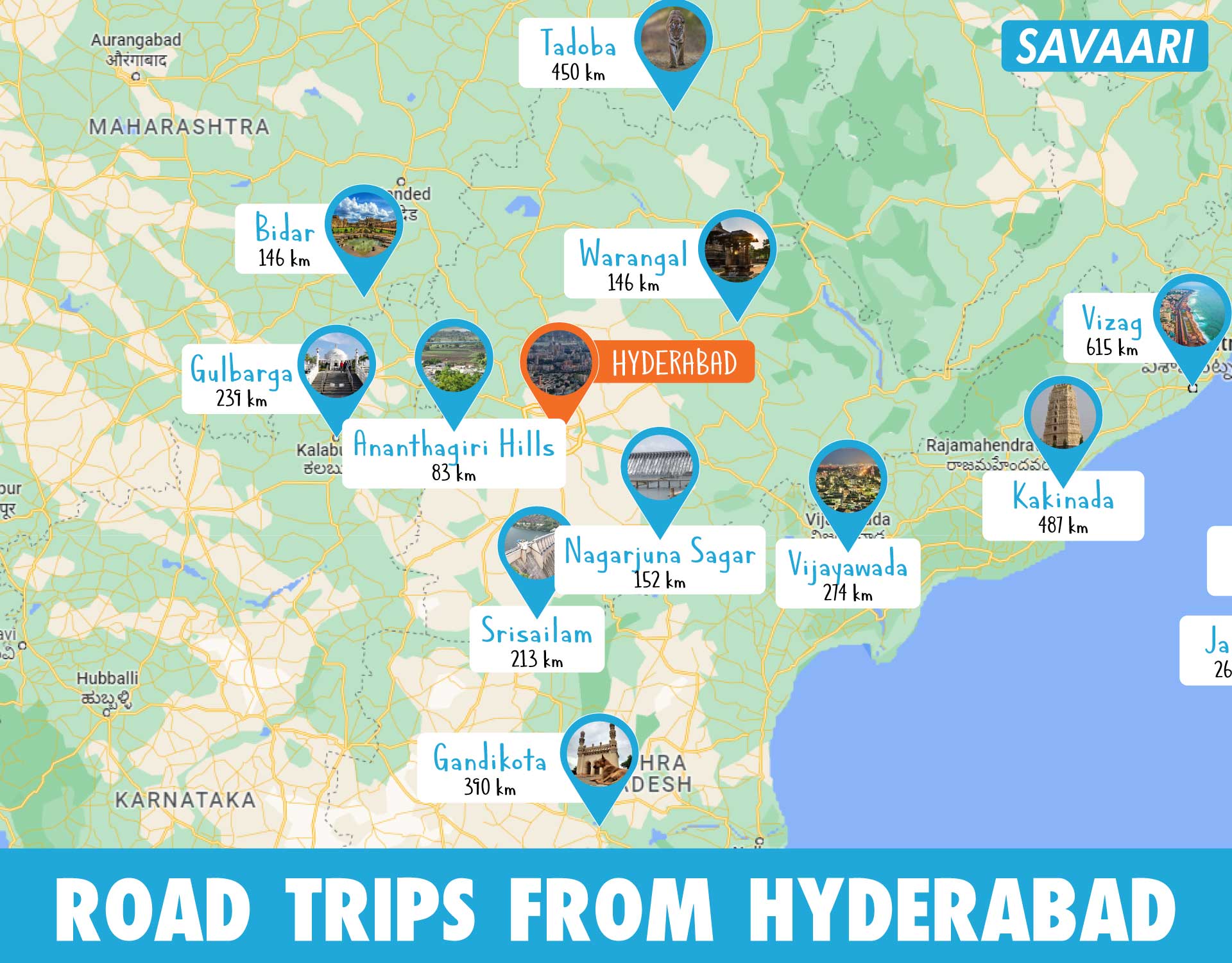 Places to visit near Hyderabad - Save these awesome road trips