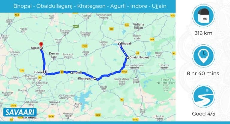 Bhopal to Ujjain by Road - Time, Distance & Travel Information